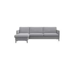 Ecksofa FLEXLUX "Fiore, L-Form", grau (sophisto gre), B:247cm H:85cm T:92cm, 100% Polyester, Sofas, Ecksofa, schmale Armlehnen, Kaltschaum, F&uuml;&szlig;e Alu+schwarz