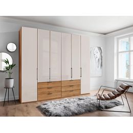 Kleiderschrank Wiemann "Monaco", braun (bianco, eiche, nachbildung, glas champagner), B:246,9cm H:216cm T:58cm, Floatglas, Holzwerkstoff, Schr&auml;nke, Kleiderschrank, mit Teil-Glasfront sowie hochwertige Beschl&auml;ge inkl. D&auml;mpfung