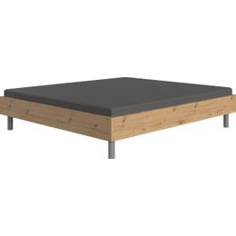 Bett wimex "Easy, gro&szlig;e Auswahl an Gr&ouml;&szlig;en und Farben, auch in Komforth&ouml;he", braun (artisan eiche, alufarben), H:38cm L:210cm, Betten, Bett, ohne Kopfteil, ideal unter Dachschr&auml;gen oder Fenster