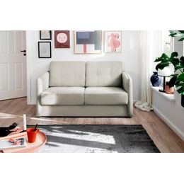 Schlafsofa Home Affaire "Milano", grau (taupe), B:147cm H:89cm T:87cm, 100% Polyester, Sofas, Schlafsofa, zwei einzeln ausziehbare Liegefunktionen