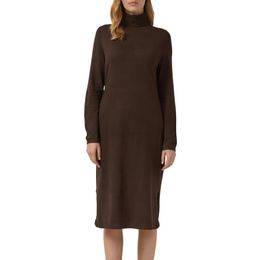 Sommerkleid s.Oliver, Damen, Gr. 36, N-Gr, coffee braun, Web, Obermaterial: 72% Viskose, 28% Polyester, unifarben, regular fit knielang, ohne Ausschnitt, elastischer Bund, Kleider Sommerkleid, mit Rollkragen