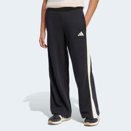 Sporthose adidas Sportswear "STADIUM MIT WEITEM BEIN", M&auml;dchen, Gr. 140, N-Gr, schwarz, sanftes wei&szlig;,, Obermaterial: 70% Baumwolle, 30% Polyester, Hosen Sporthose