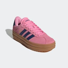 Plateausneaker adidas Sportswear "VL COURT BOLD", Damen, Gr. 38, bunt (bliss pink, dunkelblau, gold metallic), Leder, Synthetik, Schuhe Plateausneaker, inspiriert vom Design des adidas gazelle bold, Topseller