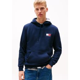 Sweatshirt Tommy Jeans "TJM REG ESSENTIAL FLAG HOOD EXT", Herren, Gr. 3XL, blau (schwarz night navy), Sweatware, Obermaterial: 100% Baumwolle, unifarben, regular fit, breiter Bund, Sweatshirts Sweatshirt, mit bedruckten Markenlogo auf Brusth&ouml;he