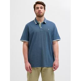 Jack & Jones PlusSize Poloshirt "JJEPAULOS POLO SS NOOS PLS", Herren, Gr. 5XL, oceanview detail:play, Piqu&eacute;, Obermaterial: 100% Baumwolle, JACK & JONES PLUSSIZE, unifarben, regular fit normal, ohne Ausschnitt, Shirts Poloshirt, Baumwolle, regular fit