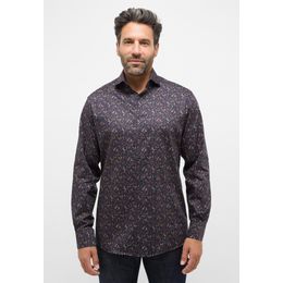 Langarmhemd Eterna "MODERN FIT", Herren, Gr. 46, verl&auml;ngerte &Auml;rmell&auml;ngen, navy, Twill, 100% cotton, tailliert, Manschette, Hemden Langarmhemd, NON IRON (b&uuml;gelfrei)