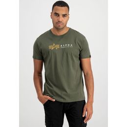 Kurzarmshirt Alpha Industries "Alpha Label T", Herren, Gr. S, gr&uuml;n (schwarz olive), Single Jersey, Obermaterial: 100% Baumwolle, bedruckt, regular fit normal, Rundhals, Shirts Kurzarmshirt