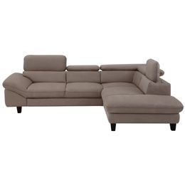 Ecksofa Home Affaire "Pilot L-Form", braun (mud), B:266cm H:73cm T:108cm, 100% Polyester; Feinstruktur 75000 Scheurtouren; Struktur 35000 Scheuertouren, Mikrofaser 40000 Scheuertouren, Sofas, Ecksofa, mit Kopfteilverstellung, wahlweise mit Bettfunktion & Bettkasten