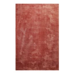 Teppich HOMIE LIVING "Sienna", rot (ziegelrot), B:70cm H:20mm L:140cm, Polyester, Teppiche, Teppich, Hochflor, Microfaser, uni, weich & kuschelig, Wohnzimmer, Schlafzimmer