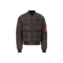Bomberjacke Alpha Industries "MA-1 Puffer Bomber Camo", Herren, Gr. L, gr&uuml;n (schwarz olive camo), Obermaterial: 100% Polyester; Futter: 100% Polyester; F&uuml;llung: 100% Polyester, Jacken Bomberjacke