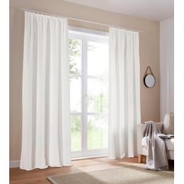 Vorhang OTTO HOME "Parry" Gr. 4, beige (natur), B:140cm H:245cm, Polyester, Recyceltes Material, Gardinen, Vorhang, 2-er Set, blickdicht, monochrom, basic, einfarbig, Bestseller, Topseller