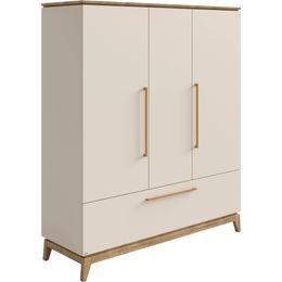 Kleiderschrank Paidi "STIENE in Beige oder Grau, 3 T&uuml;ren und 1 Schublade mit Soft-Close", cashmere, beige, eiche massiv, B:170cm H:200cm T:57cm, Holzwerkstoff, Massivholz, Schr&auml;nke, Kleiderschrank, inkl Kleiderstange + Einlegeb&ouml;den, Kleiderschrank mit Eiche Massivholz