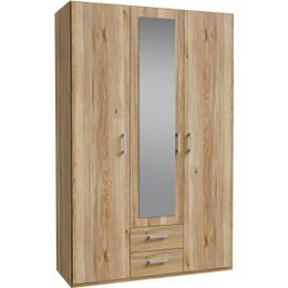 Kleiderschrank FORTE, mauvella eiche, B:133,2cm H:210,5cm T:54,2cm, Holzwerkstoff, Schr&auml;nke, Kleiderschrank, Dreht&uuml;renschrank, Spiegel, Stauraum, 2 Schubladen