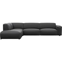 Ecksofa FLEXLUX "Lucera, super bequem durch hochwertigen Sitzaufbau mit Kaltschaum", schwarz (deep schwarz), B:321cm H:73cm T:231cm, 100% Echteder, Sofas, Ecksofa, modern & anschmiegsam, L-Form, Designsofa