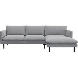 Ecksofa FLEXLUX "Bolzano, elegant und bequem, L-Form", grau (sophisto grau), B:261cm H:61cm T:165cm, 100% Polyester, Sofas, Ecksofa, Sitzaufbau mit Kaltschaum & Stahl-Wellen, loose Sitz -& R&uuml;ckenkissen
