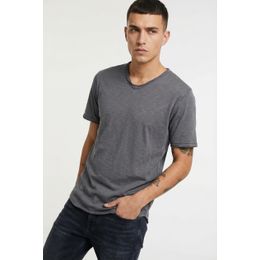 Only & Sons V-Shirt ONLY & SONS "ONSBENNE LONGY V-NECK SS TEE NOOS", Herren, Gr. S, rabbit, Single Jersey, Obermaterial: 100% Baumwolle, unifarben, loose fit, V-Ausschnitt, leicht ausgefranste Kante, Shirts V-Shirt