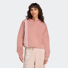 Kapuzensweatshirt adidas originals "OFF PLACED 3-STREIFEN HOODIE", Damen, Gr. XXL, warm clay, Obermaterial: 53% Baumwolle, 47% Polyester, normal, Rundhals, angesetztes B&uuml;ndchen, Sweatshirts Kapuzensweatshirt