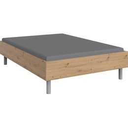 Bett wimex "Easy, gro&szlig;e Auswahl an Gr&ouml;&szlig;en und Farben, auch in Komforth&ouml;he", braun (artisan eiche, alufarben), H:46cm L:210cm, Betten, Bett, ohne Kopfteil, ideal unter Dachschr&auml;gen oder Fenster