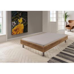 Bett wimex "Easy, gro&szlig;e Auswahl an Gr&ouml;&szlig;en und Farben, auch in Komforth&ouml;he", braun (plankeneichefarben, alufarben), H:38cm L:210cm, Betten, Bett, ohne Kopfteil, ideal unter Dachschr&auml;gen oder Fenster