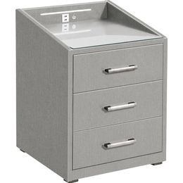 Nachtkonsole ED EXCITING DESIGN "Moon", grau (hellgrau, artemis 18 silber), B:47cm H:61cm T:46cm, Sideboards, Nachtkonsole, mit LED-Beleuchtung und USB-Anschluss & USB-C-Anschluss