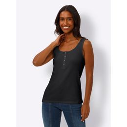 Shirttop Heine, Damen, Gr. 36, schwarz, 95% Baumwolle, 5% Elasthan, unifarben, Rundhals, Tops Shirttop