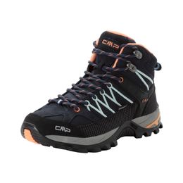 Wanderschuh CMP "RIGEL MID WMN WP TREKKING SHOES", Damen, Gr. 39, blau (b.blau, giada, peach), Leder, Schuhe Wanderschuh, wasserdicht
