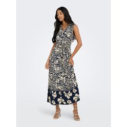 Maxikleid Only "ONLVIBE LIFE S/L SHIRT LONG DRESS WVN", Damen, Gr. XL, N-Gr, night sky aop:cd narri prinit, Web, Obermaterial: 100% Viskose, bedruckt, regular fit lang, Kleider Maxikleid, Sommerkleid