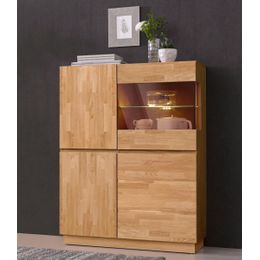 Highboard Home Affaire "Laima", braun (eiche teilmassiv), B:90cm H:120cm T:38cm, FSC-zertifizierter Holzwerkstoff, Sideboards, Highboard, Vitrine, H&ouml;he 120 cm, teilmassiv, FSC-zertifiziert