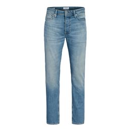 Jack & Jones Tapered-fit-Jeans JACK & JONES "JJIMIKE JJORIGINAL CJ SN", Damen, Gr. 36, L&auml;nge 32, blau denim, Denim/Jeans, Obermaterial: 98% Baumwolle, 2% Elasthan, unifarben, bequem, Jeans Tapered-fit-Jeans, mit Five-Pocket-Design