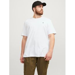 Jack & Jones PlusSize T-Shirt "JJEPAULOS TEE SS CREW NECK NOOS PLS", Herren, Gr. 5XL, wei&szlig;, Jersey, Obermaterial: 100% Baumwolle, JACK & JONES PLUSSIZE, unifarben, Basic, regular fit normal, Rundhals, gerader Abschluss, Shirts T-Shirt, mit Logo Stickerei