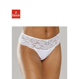 String Nuance, Damen, Gr. 32/34, 2 Stk., wei&szlig; (2xwei&szlig;), Spitze, Obermaterial: 85% Polyamid, 15% Elasthan, k&ouml;rpernah, Unterhosen String, Dessous mit breitem Spitzenband, Topseller