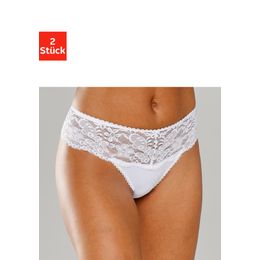 String Nuance, Damen, Gr. 40/42, 2 Stk., wei&szlig; (2xwei&szlig;), Spitze, Obermaterial: 85% Polyamid, 15% Elasthan, k&ouml;rpernah, Unterhosen String, Dessous mit breitem Spitzenband, Topseller