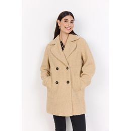 Pl&uuml;schjacke soyaconcept "SC-MUKITE 1", Damen, Gr. L, beige (sand), Pl&uuml;sch, Obermaterial: 100% Polyester, unifarben, Po-bedeckend, V-Ausschnitt, Jacken Pl&uuml;schjacke