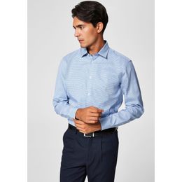 Langarmhemd Selected "SLHSLIMNEW-MARK SHIRT LS NOOS", Herren, Gr. XXL, N-Gr, blau (skyway checks), Web, Obermaterial: 100% Baumwolle, unifarben, 1-Knopf-Manschette, Hemden Langarmhemd