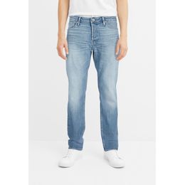 Jack & Jones Tapered-fit-Jeans JACK & JONES "JJIMIKE JJORIGINAL CJ SN", Damen, Gr. 32, L&auml;nge 34, blau, Denim/Jeans, Obermaterial: 99% Baumwolle, 1% Elasthan, Abriebeffekte, bequem, Jeans Tapered-fit-Jeans, mit Five-Pocket-Design