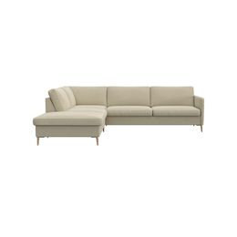 Ecksofa FLEXLUX "Fiore, L-Form", beige (sandy beige), B:266cm H:85cm T:225cm, 100% Polyester, Sofas, Ecksofa, schmale Armlehnen, Kaltschaum, F&uuml;&szlig;e Alu+ Eiche