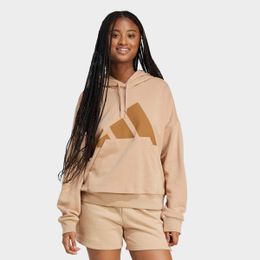 Kapuzensweatshirt adidas Sportswear "W BL FT HD", Damen, Gr. XS, braun (warm sandstone, braun desert), Obermaterial: 55% Baumwolle, 36% Polyester, 9% Viskose, Sweatshirts Kapuzensweatshirt
