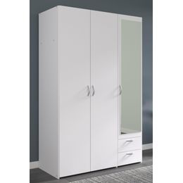 Kleiderschrank Parisot "Daily", wei&szlig;, B:120cm H:185cm T:51cm, Holzwerkstoff, Schr&auml;nke, Kleiderschrank, eine T&uuml;r mit Spiegel