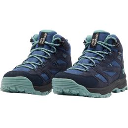 Wanderschuh Jack Wolfskin "VOJO TOUR TEXAPORE MID K", Jungen, Gr. 37, blau (night blau), Synthetik, Textil, Schuhe Wanderschuh, wasserdicht, Trekkingschuh
