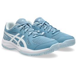 Hallenschuh asics "UPCOURT 6 GS", Jungen, Gr. 39,5, saba blau, wei&szlig;, Textil, Schuhe Hallenschuh, geeignet f&uuml;r Handball&Volleyball, Indoorschuh, nicht abf&auml;rbende Sohle