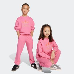 Trainingsanzug adidas originals "CREW SET KIDS", Damen, Gr. 122, pink (pink fusion), Obermaterial: 70% Baumwolle, 30% Polyester, Sportanz&uuml;ge Trainingsanzug
