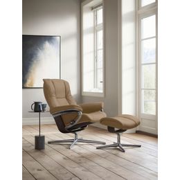 Relaxsessel stressless "Mayfair", braun (sand dinamica), B:79cm H:102cm T:73cm, Microfaser DINAMICA (88% Polyester, 12% Polyurethan), Sessel, Relaxsessel, mit Hocker, mit Cross Base, Gr&ouml;&szlig;e S, M & L, Holzakzent Wenge