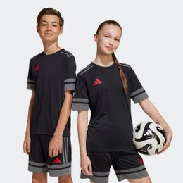 Fu&szlig;balltrikot adidas Performance "SQUADRA 25 KIDS TRIKOT", Kinder, Gr. 116, schwarz (schwarz, team grau four, pure ruby), Obermaterial: 100% Polyester, Rundhals, Trikots Fu&szlig;balltrikot