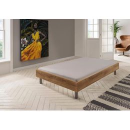 Bett wimex "Easy, gro&szlig;e Auswahl an Gr&ouml;&szlig;en und Farben, auch in Komforth&ouml;he", braun (plankeneichefarben, alufarben), H:38cm L:210cm, Betten, Bett, ohne Kopfteil, ideal unter Dachschr&auml;gen oder Fenster