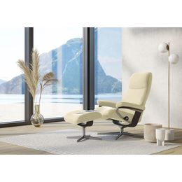 Fu&szlig;hocker stressless "View", beige (vanilla paloma), B:57cm H:43cm T:47cm, Leder PALOMA: PALOMA ist ein durchgef&auml;rbtes Semianilin-M&ouml;belleder mit nat&uuml;rlicher Narbung., Hocker, Fu&szlig;hocker, mit Cross Base, Gr&ouml;&szlig;e S, M & L, Holzakzent Wenge