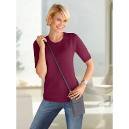 Kurzarmpullover Casual Looks "Pullover", Damen, Gr. 40, pink (fuchsia), 50% Baumwolle, 50% Polyacryl, unifarben, Pullover