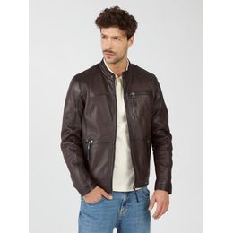 Lederjacke Mustang "31020238", Herren, Gr. M, braun, Obermaterial: 100% Lammleder; Innenfutter: 60% Baumwolle, 40% Polyester; F&uuml;llung: 100% Polyester; &Auml;rmelfutter: 100% Polyester, Jacken
