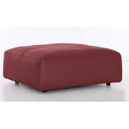 Hocker Musterring "LUCIA", rot (cherry puro), B:120cm H:43cm T:120cm, Flachgewebe VALMONT (60% Baumwolle/40% Leinen);Leder PURO, pigmentiertes Leder;Microfaser CRONA (100% Polyester);Flachgewebe FLORIS (100% Polyester);Leder BAX, pigmentiertes Leder, Hocker, Hocker