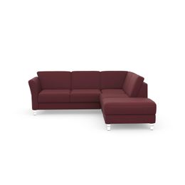 Sit & More Ecksofa SIT & MORE "Visby L-Form", rot (bordeaux), B:248cm H:87cm T:213cm, Sofas, Ecksofa, Wahlweise mit Bettfunktion und Stauraum, frei im Raum stellbar