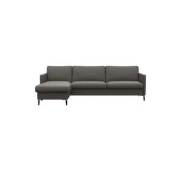 Ecksofa FLEXLUX "Fiore, L-Form", grau (warm mineral), B:247cm H:85cm T:92cm, 100% Echteder, Sofas, Ecksofa, schmale Armlehnen, Kaltschaum, F&uuml;&szlig;e Alu+schwarz